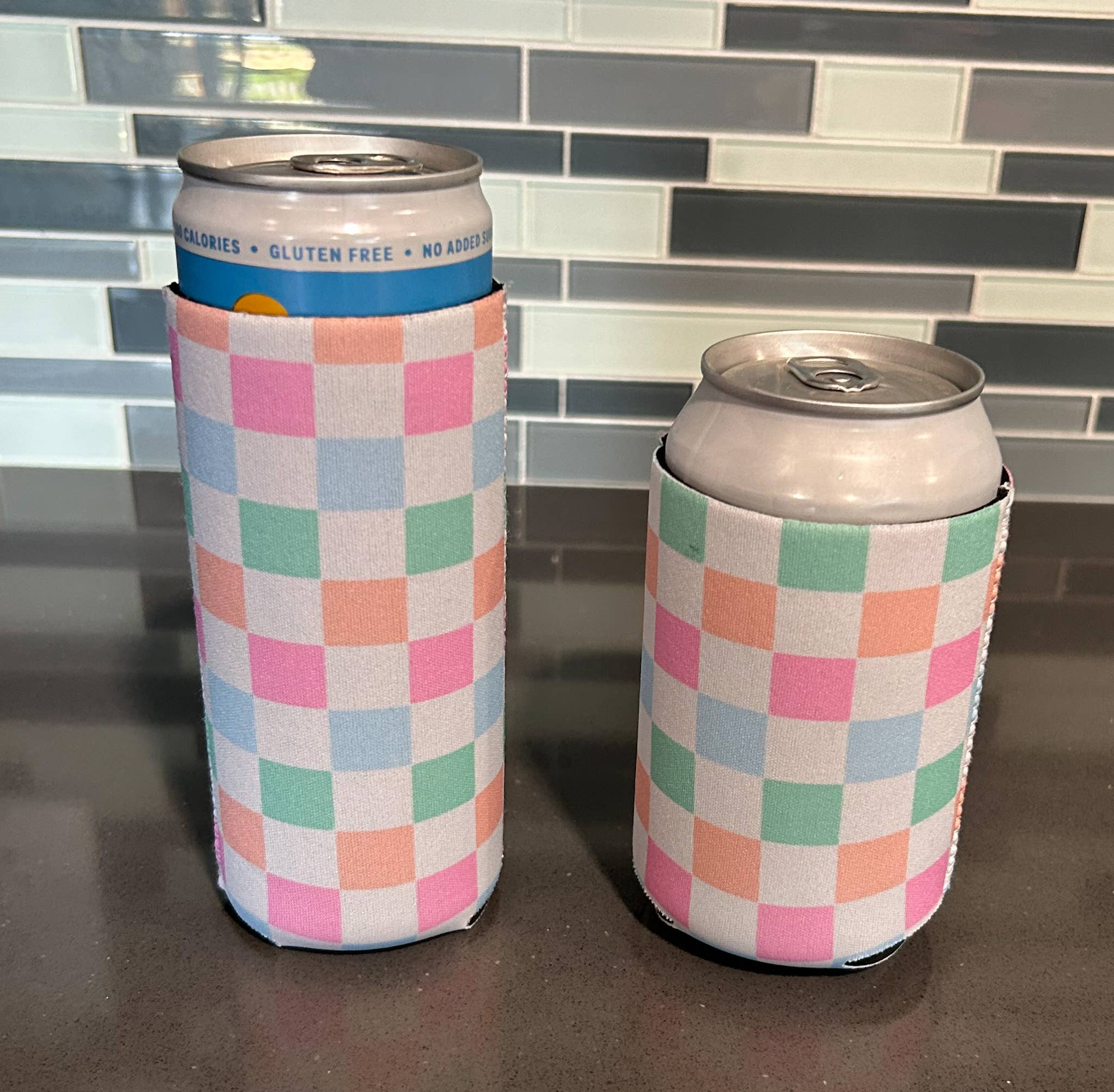 Retro Checker Pattern Neoprene Can Cooler – Wing & Prayer
